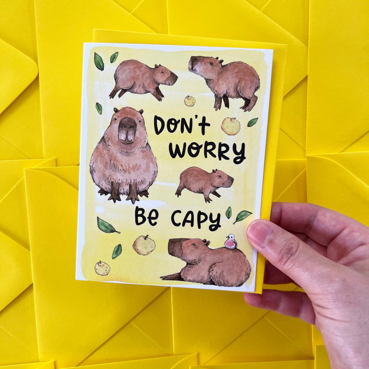 Don't Worry Be Capy Capybara Encouragement Card – Paper Wilderness