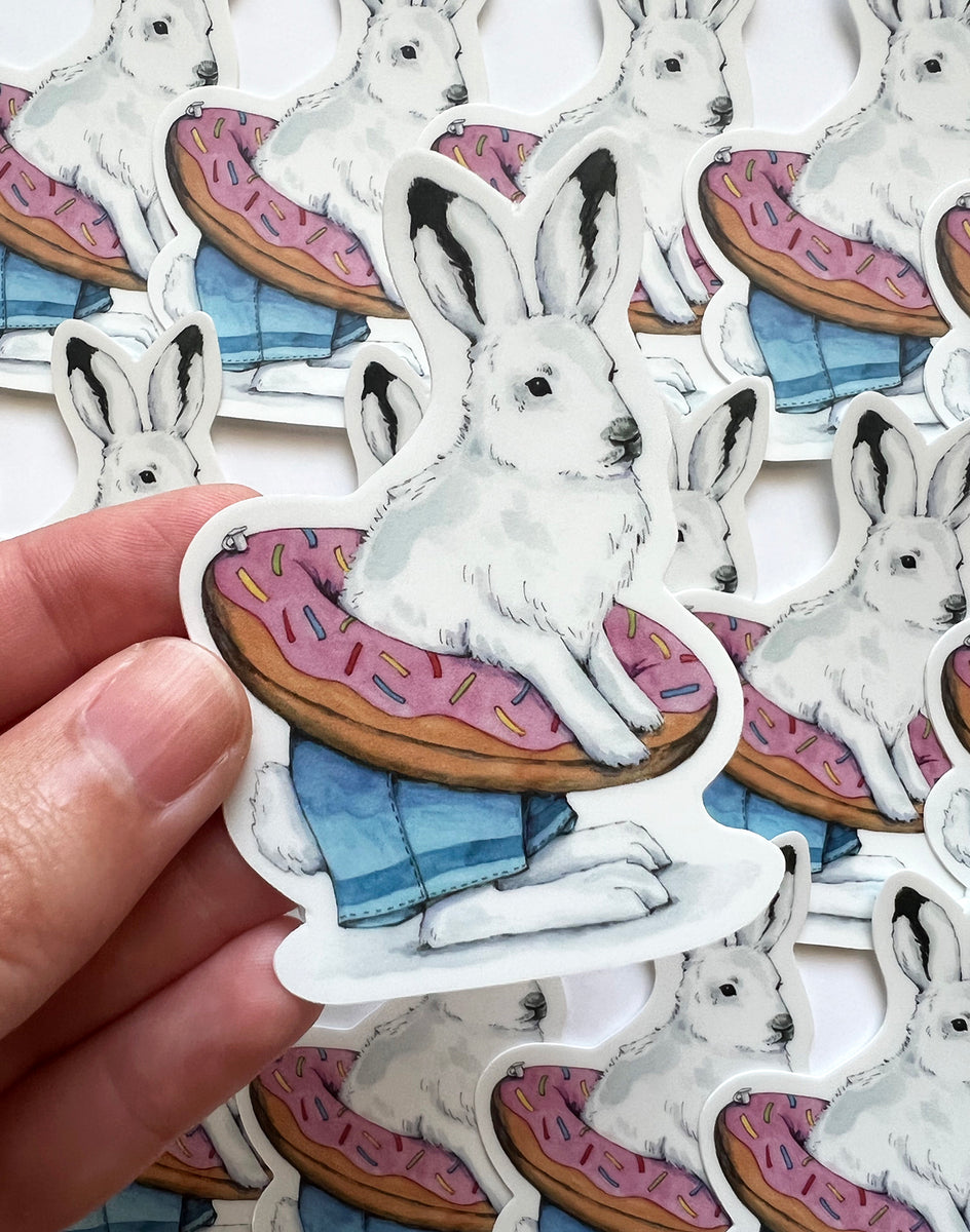 Arctic Hare in Swimsuit Vinyl Die Cut Weatherproof Sticker – Paper ...